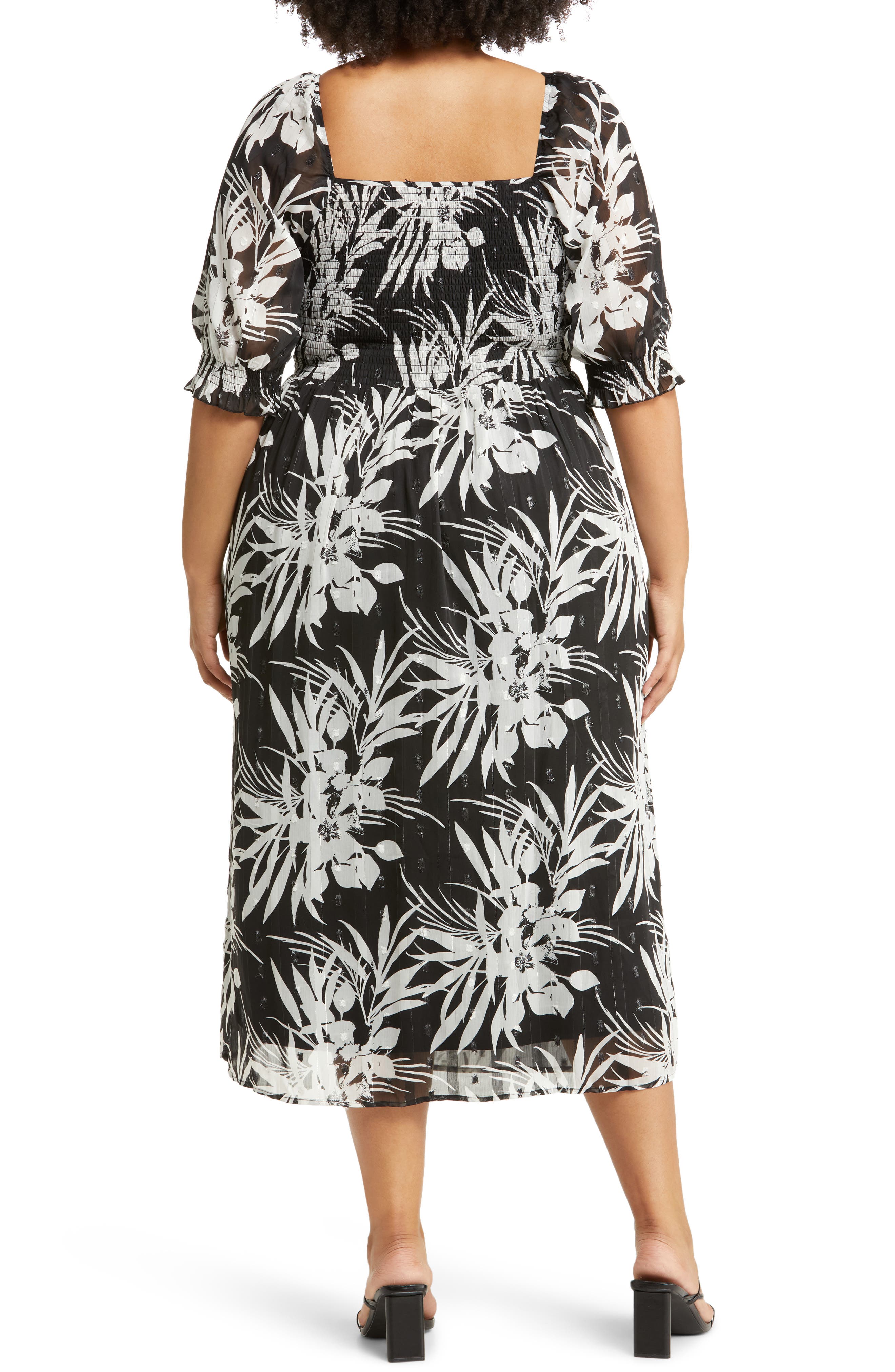 Belldini Floral Short Sleeve Smocked Midi Dress | Nordstromrack