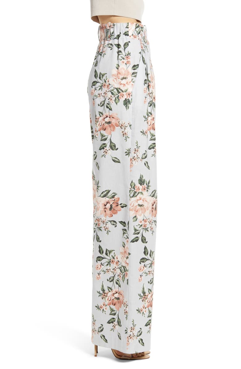 WAYF Tonya Pleated Wide Leg Floral Print Pants | Nordstromrack