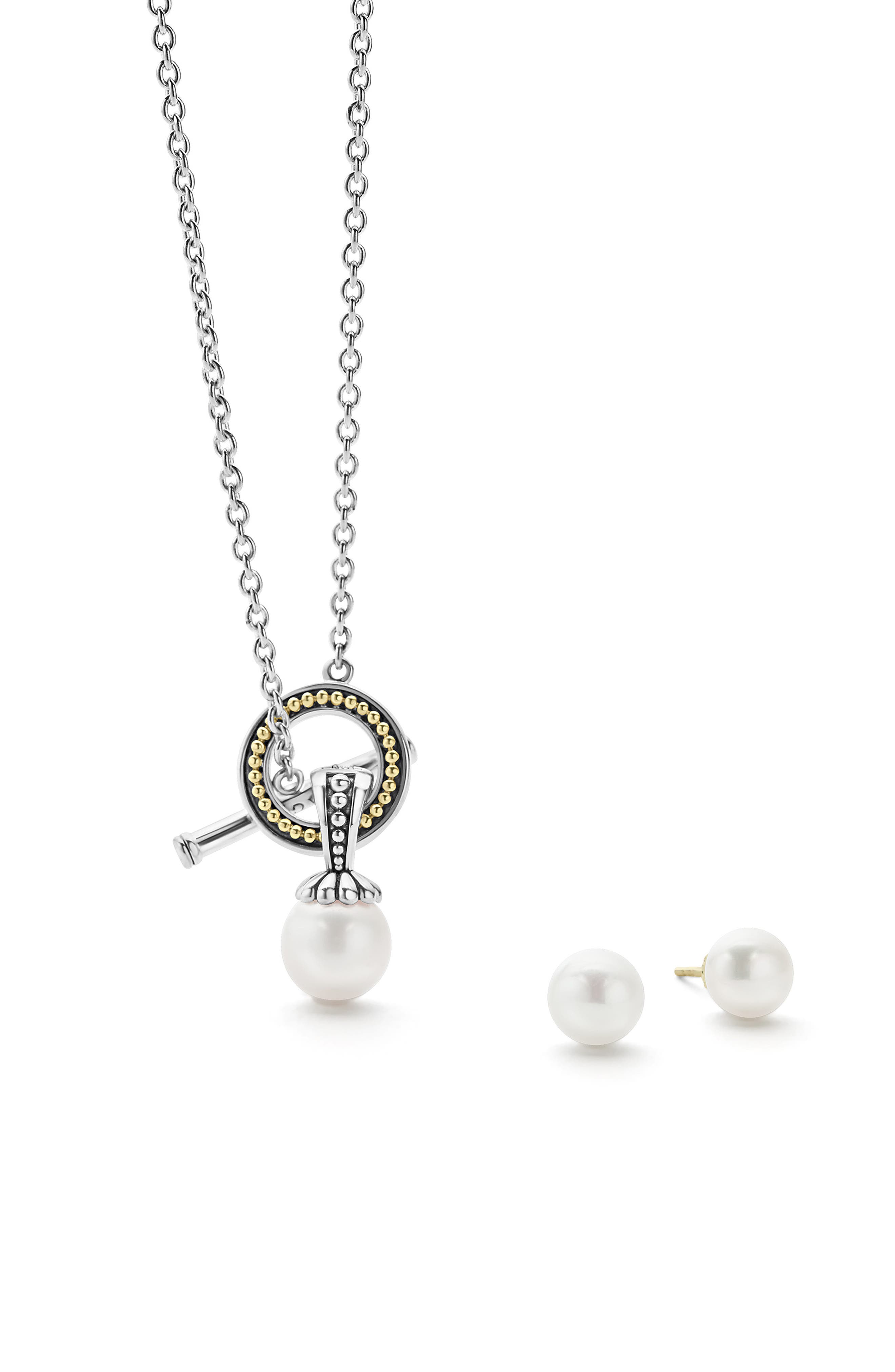 LAGOS Luna Freshwater Pearl Stud Earrings & Necklace Set | Nordstrom