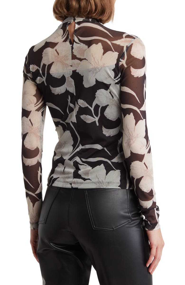 AllSaints Elia Jardin Long Sleeve Mesh Top | Nordstromrack