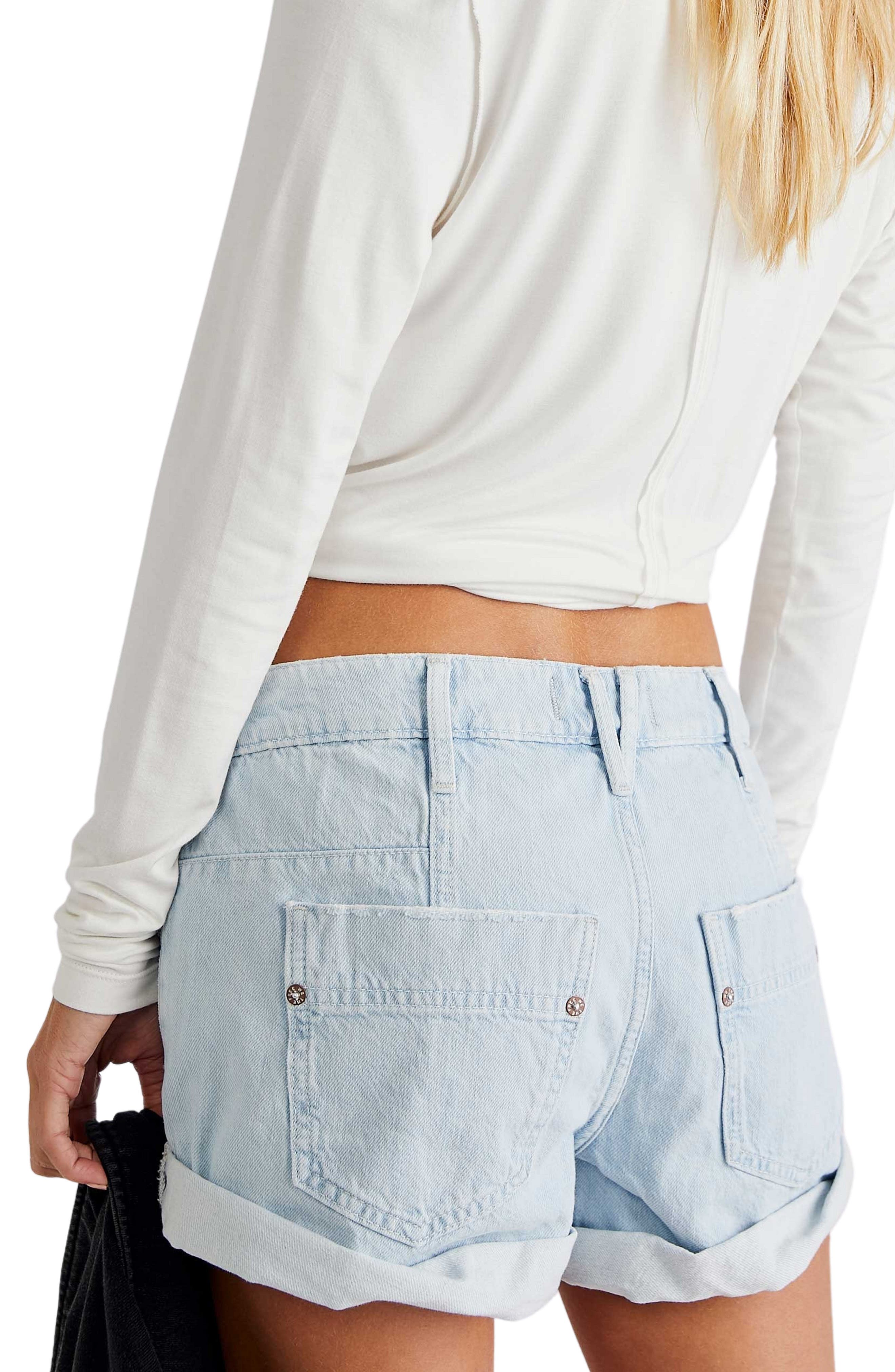 Free People Beginner's Luck Slouchy Roll Cuff Denim Shorts | Nordstromrack