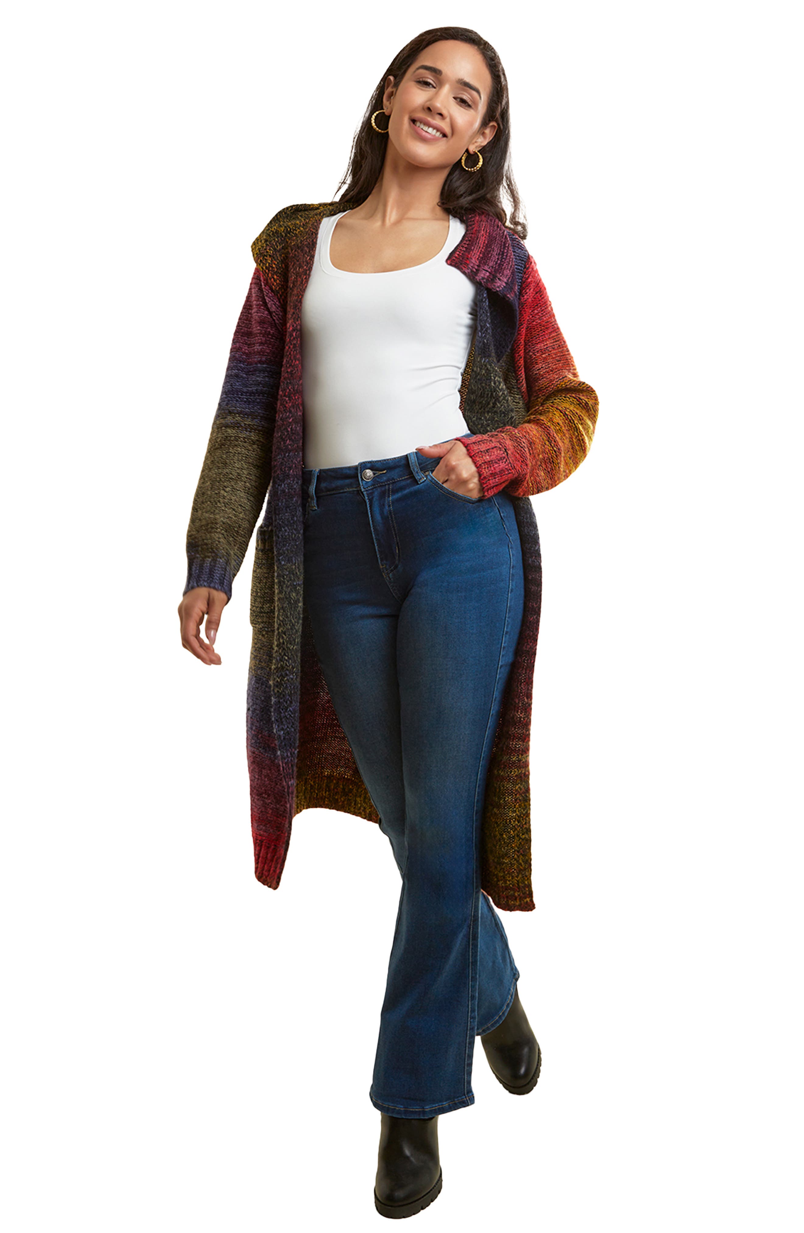 SAACHI Rainbow Longline Cardigan | Nordstromrack