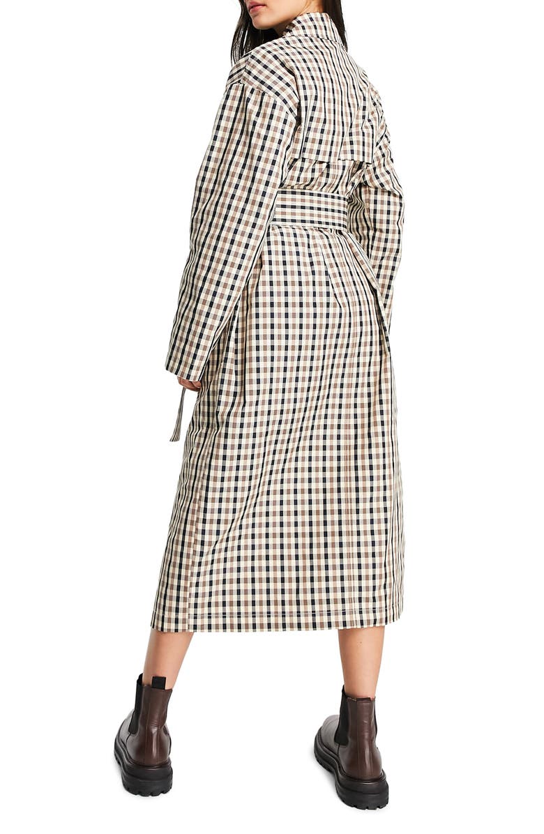 ASOS DESIGN Check Boyfriend Trench Coat | Nordstromrack