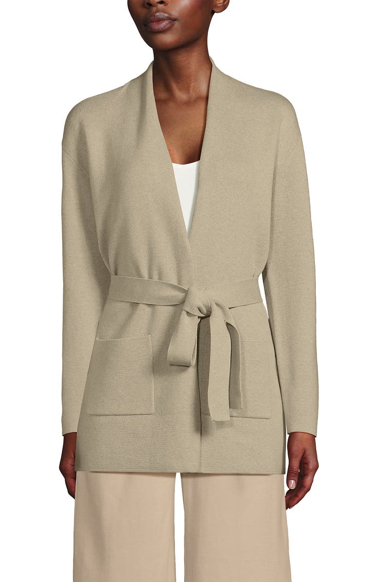 Lands' End Fine Gauge Milano Belted Long Line Cardigan Sweater | Nordstrom