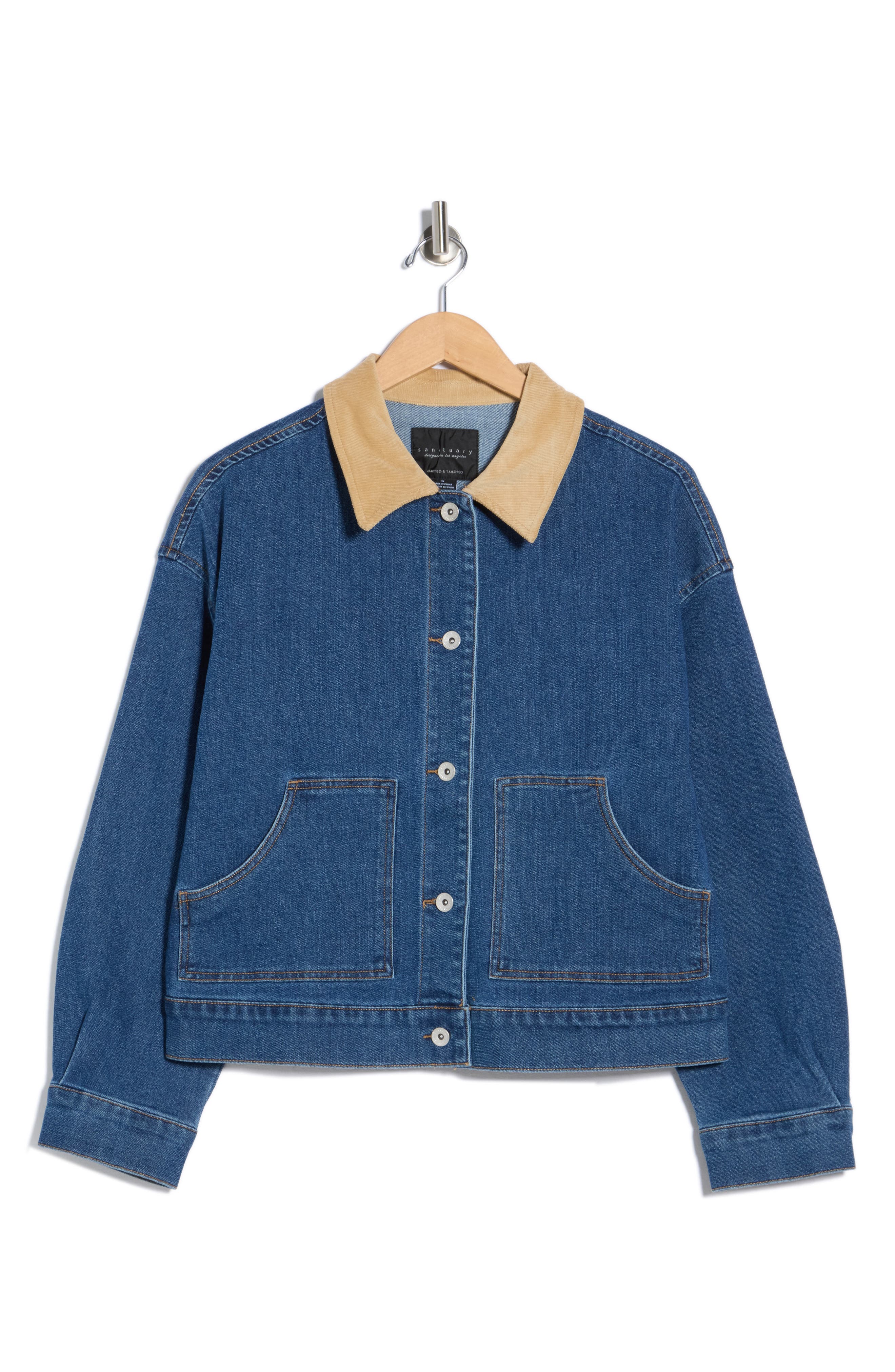 Sanctuary Corduroy Collar Denim Crop Utility Jacket | Nordstromrack