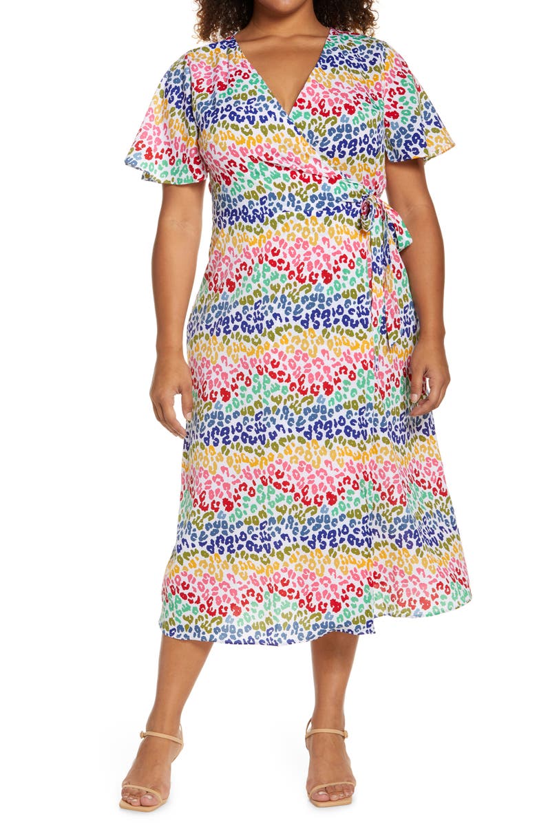 Never Fully Dressed Lucia Rainbow Long Sleeve Wrap Dress | Nordstromrack