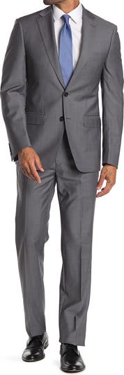 Calvin Klein Dark Grey Shark Skin Wool Two Button Notch Lapel Suit ...