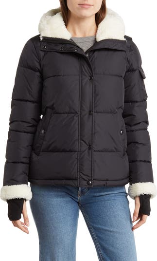 S13 Jane Faux Fur Trim Matte Puffer Jacket | Nordstromrack