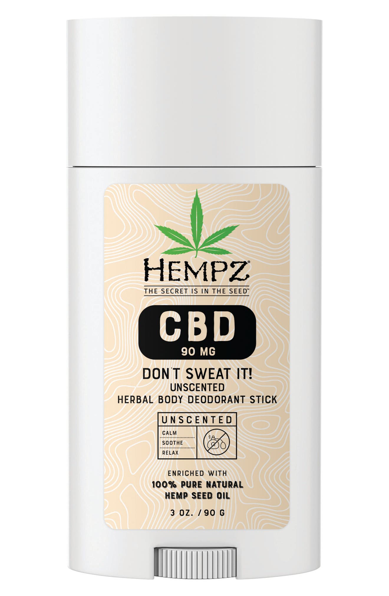 HEMPZ Don't Sweat It! Unscented CBD Herbal Body Deodorant Stick ...