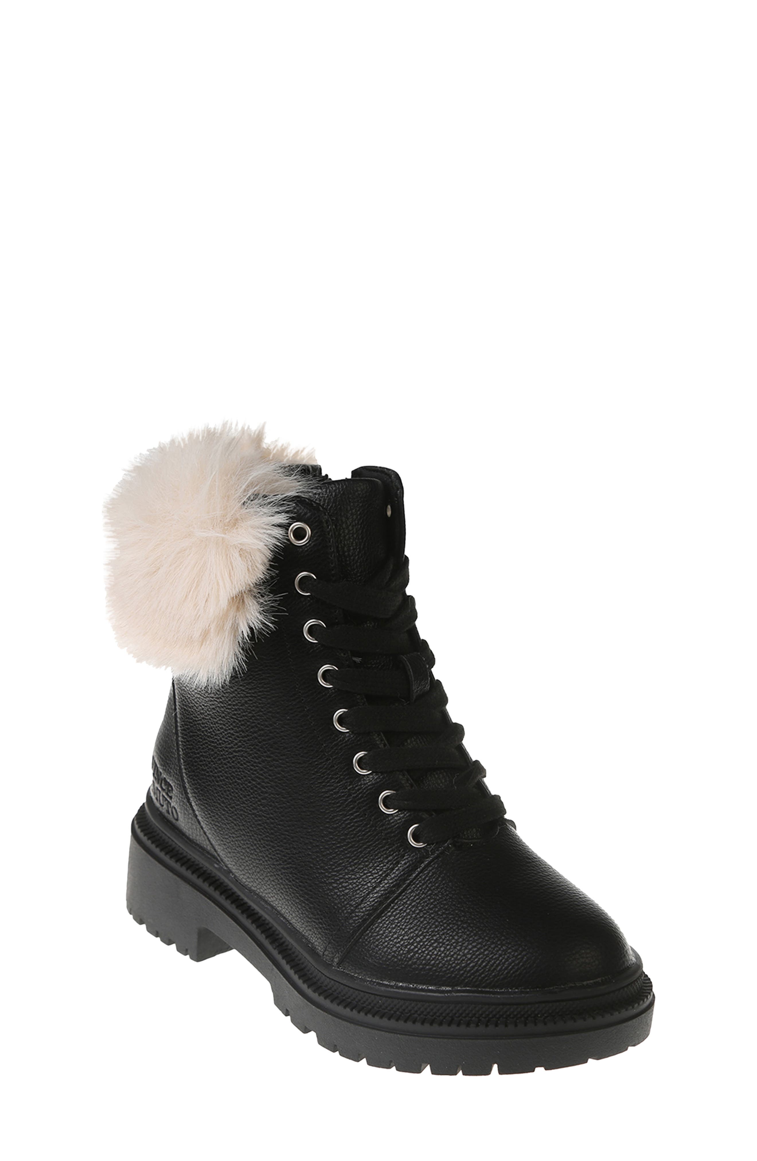 Vince Camuto Faux Fur Cuff Lace-Up Boot | Nordstromrack