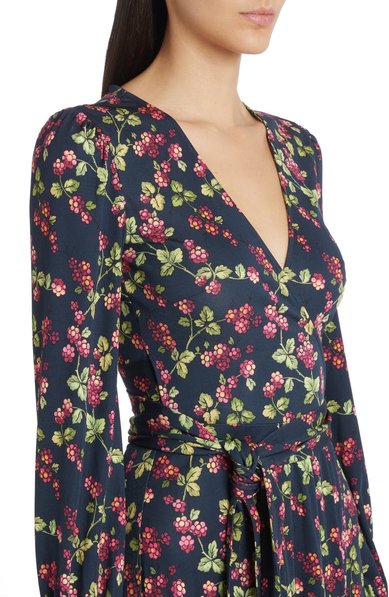 Etro Berry Print V-Neck Long Sleeve Wrap Dress | Nordstromrack