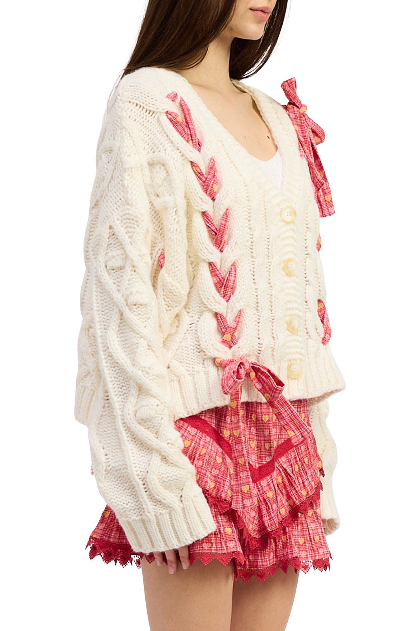 JACQUIE THE LABEL Clementine Ribbon Cable Cardigan | Nordstrom