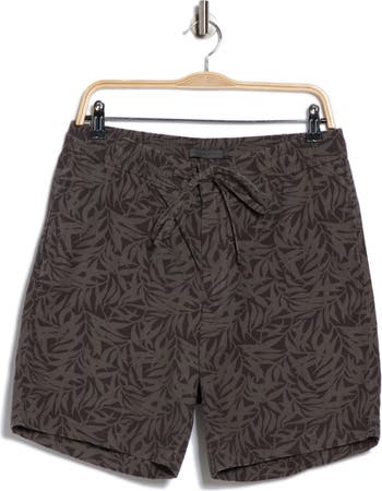 John Varvatos Daryl Leaf Print Cotton & Hemp Drawstring Shorts ...