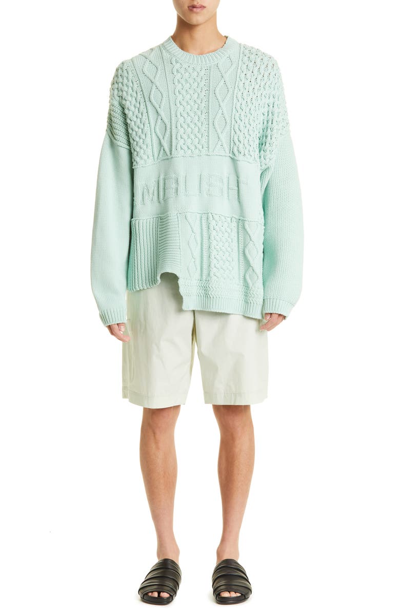 Ambush Men's Patchwork Logo Cable Knit Sweater | Nordstromrack