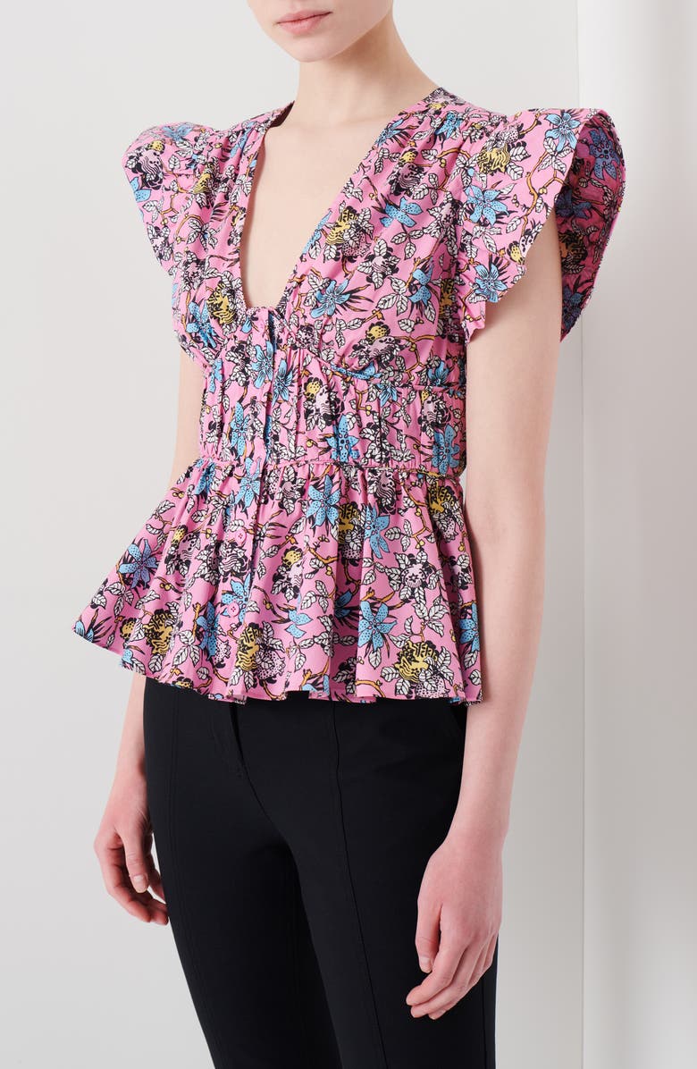 Derek Lam 10 Crosby Roselyn Ruffle Sleeve Plunge Neck Top | Nordstromrack