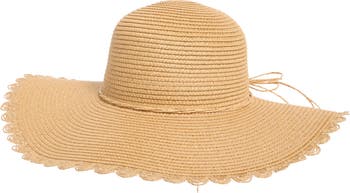 BCBG Scalloped Edge Straw Floppy Hat | Nordstromrack