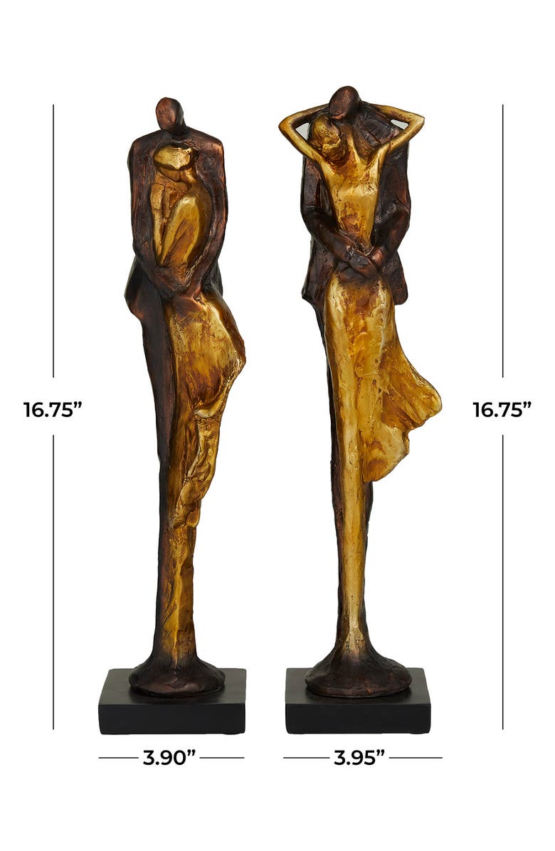 VIVIAN LUNE HOME Bronze Polystone Modern People Sculpture - Set of 2 ...