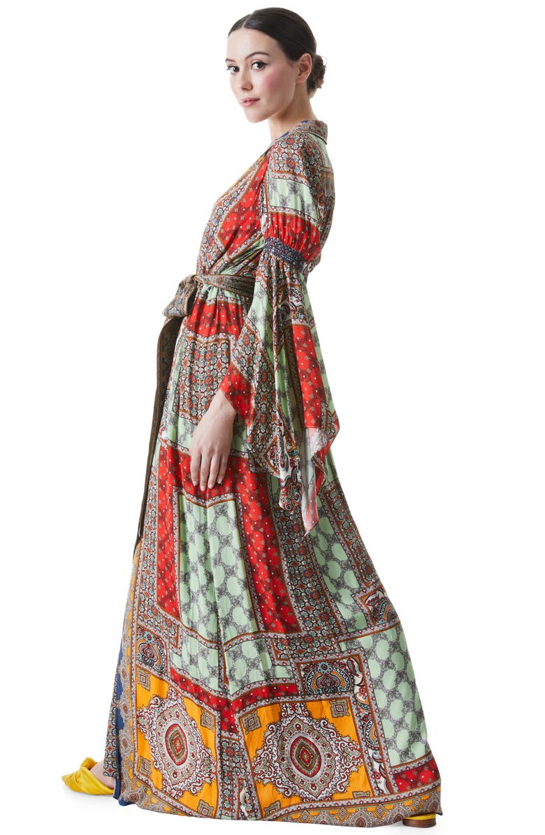 Alice + Olivia Jaylen Mix Scarf Print Handkerchief Sleeve Maxi Dress ...