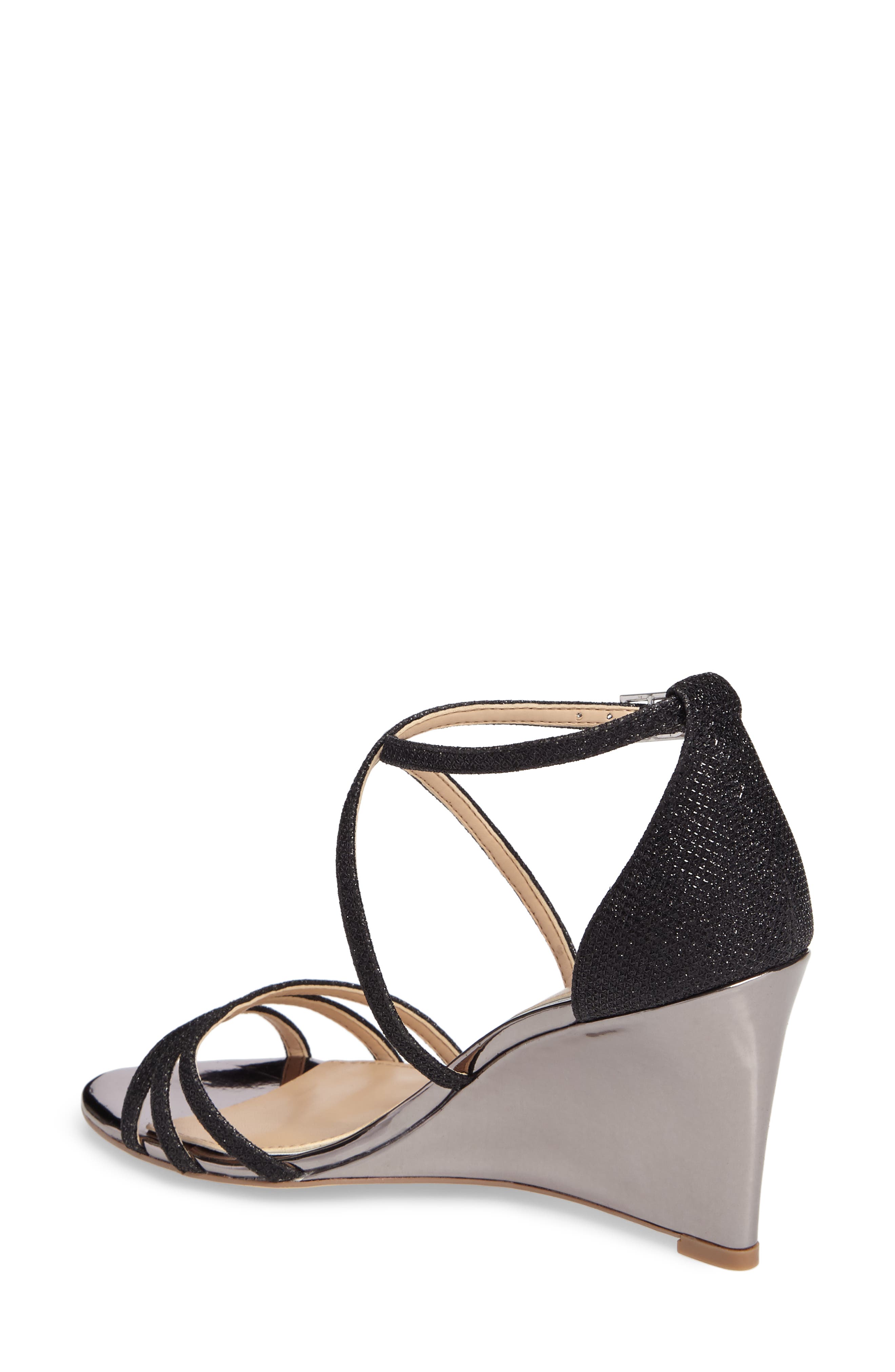 Jewel Badgley Mischka Hunt Glittery Wedge Sandal (Women) | Nordstromrack