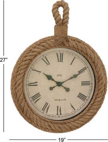 WILLOW ROW Beige Jute Wall Clock with Rope Accents | Nordstromrack