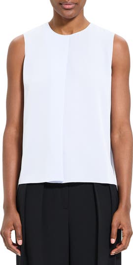 Theory Flap Detail Sleeveless Silk Shell | Nordstrom