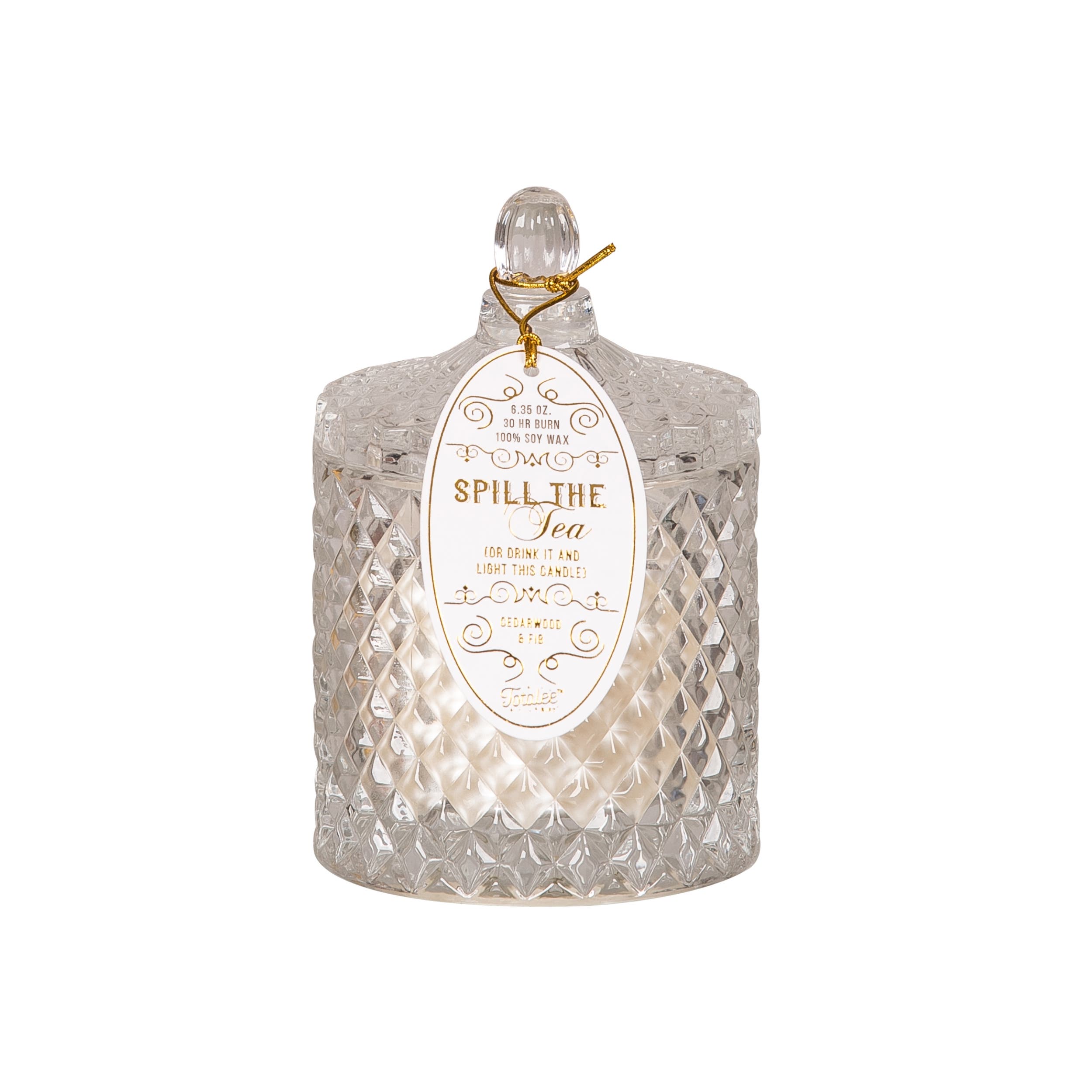 Totalee Gift Crystal White Spill the Tea Candle Wax White 6.35 oz Burn ...