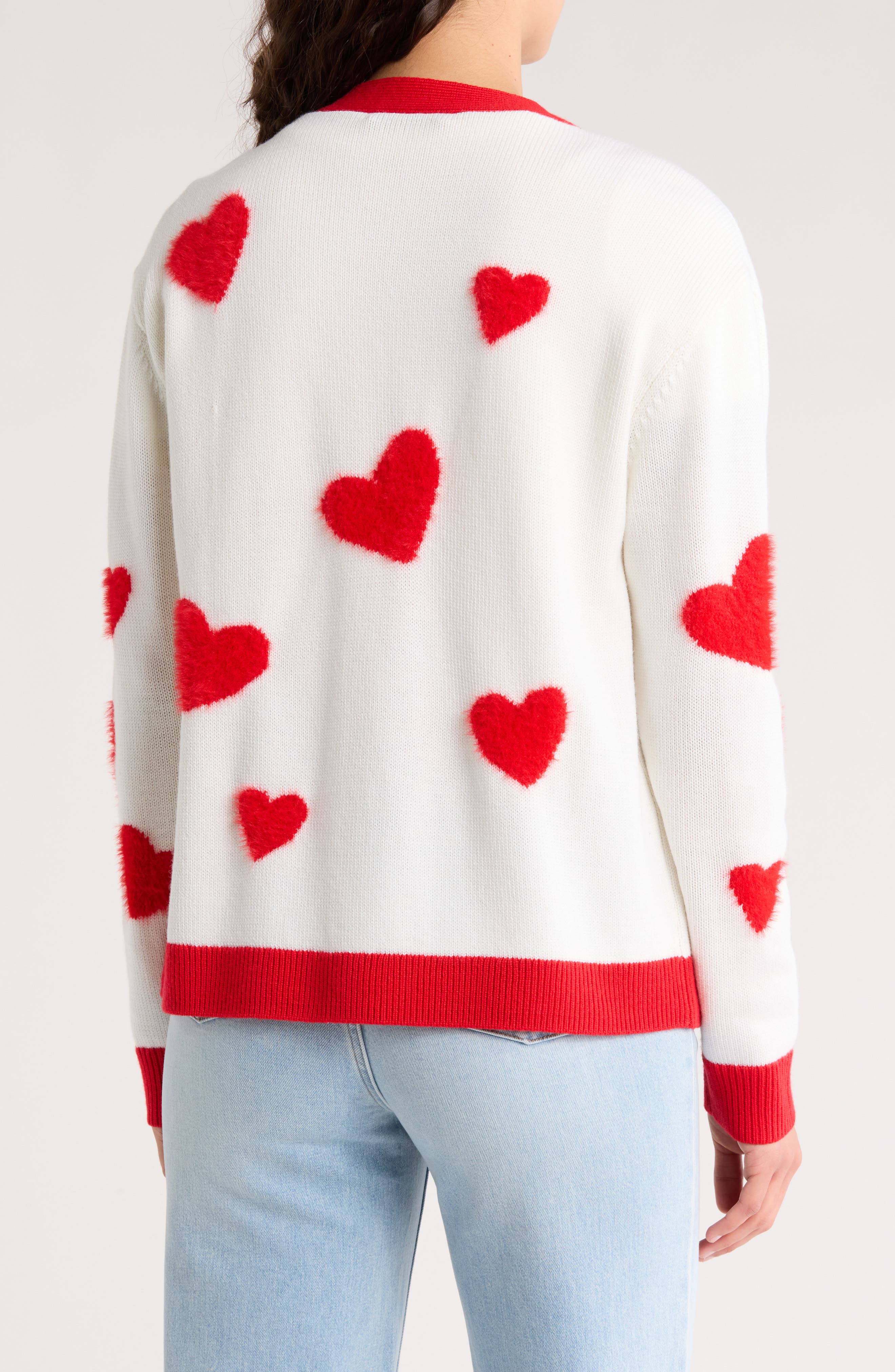 Alice + Olivia Bradley Intarsia Heart Wool Blend Cardigan | Nordstromrack
