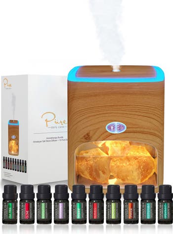 PURE DAILY CARE Himalayan Pink Salt Diffuser with 10 Essential Oils ...