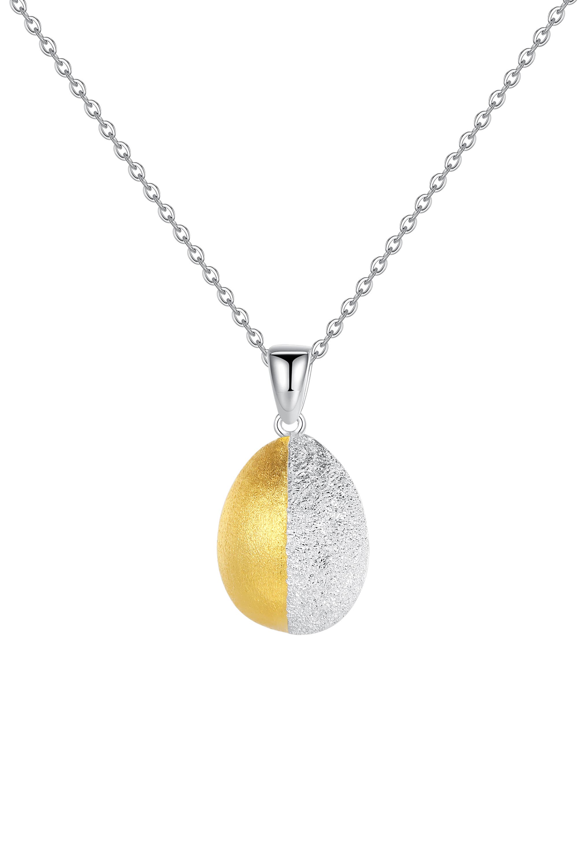 Classicharms Frosted and Matted Texture Two Tone Pendant Necklace ...