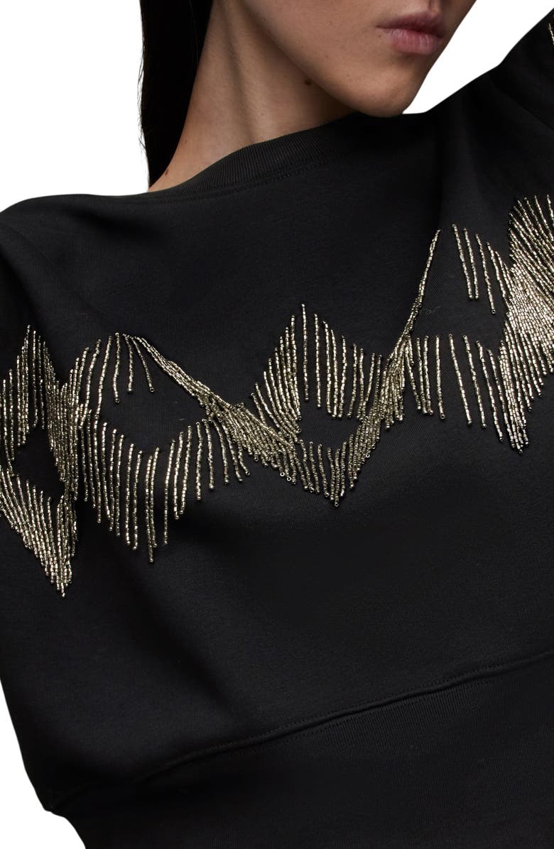 AllSaints Zaniah Beaded Tassel Cotton Blend Sweatshirt | Nordstromrack