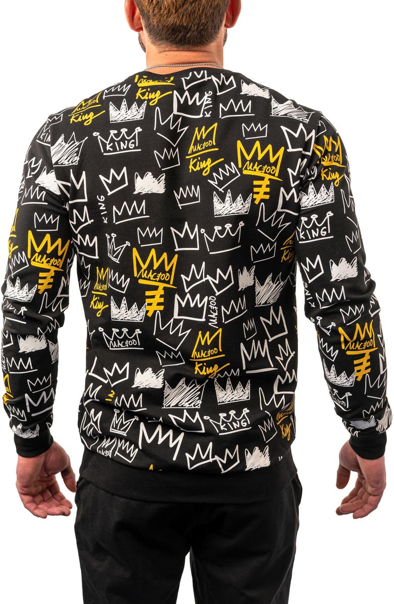Maceoo Kingdom Black Print Stretch Cotton Graphic Crewneck Sweater ...