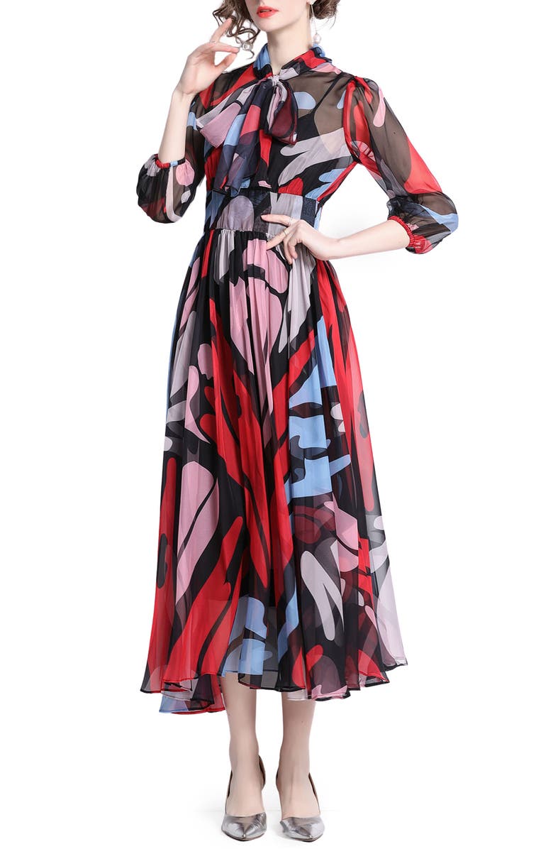 KAIMILAN A-Line Necktie Midi Dress | Nordstromrack