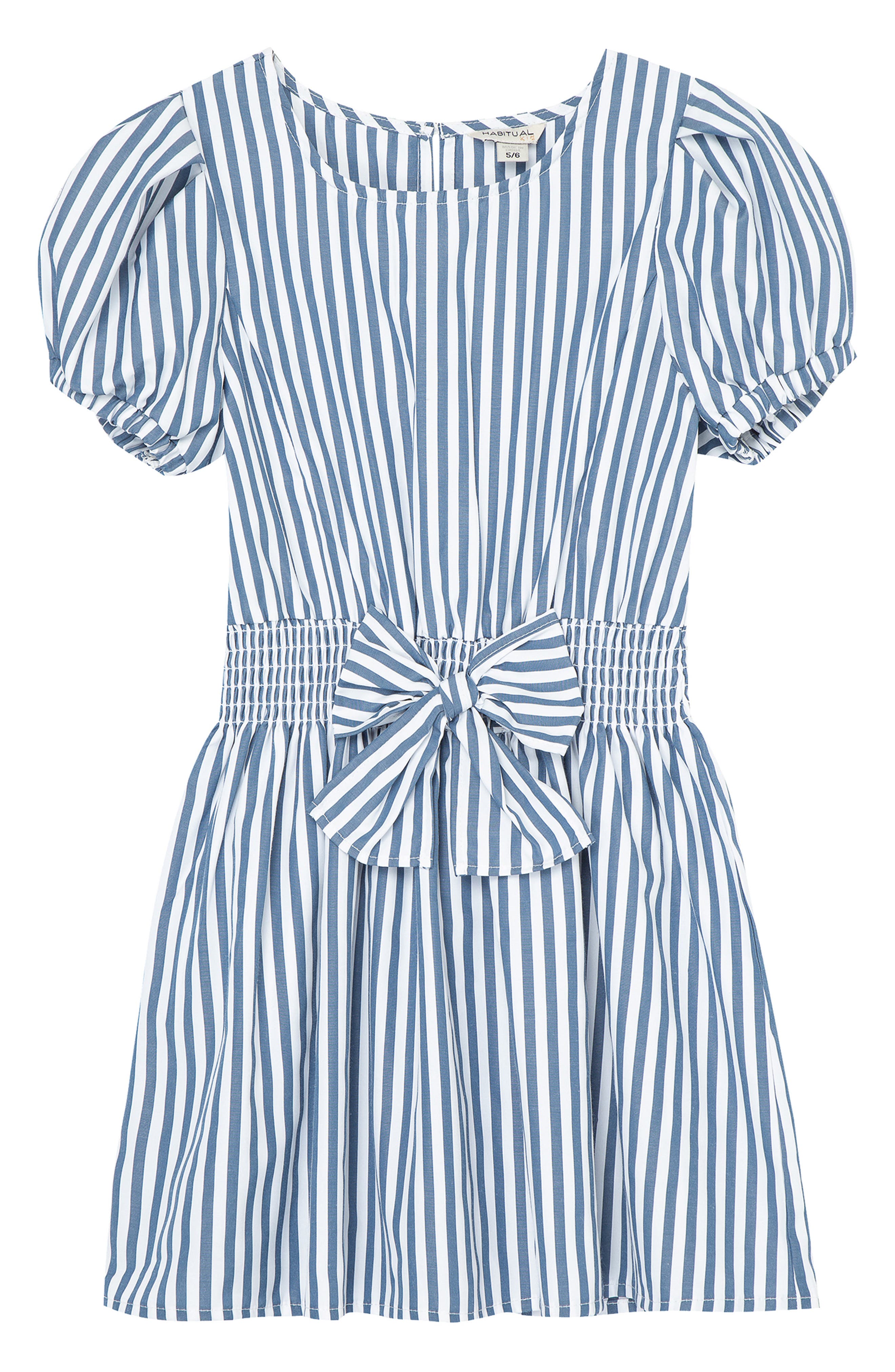 Habitual Kids Kids' Stripe Puff Sleeve Fit & Flare Dress | Nordstromrack