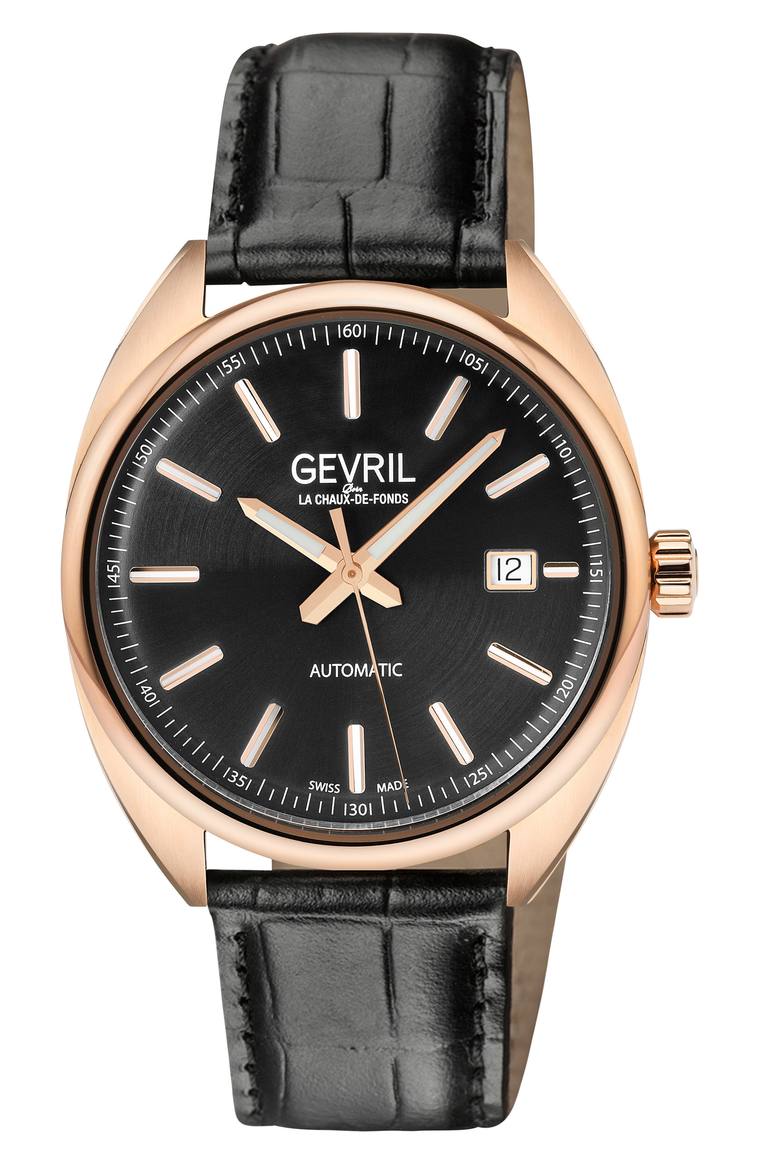 Five Points Croc Embossed Leather Strap Watch, 43mm (Men) | Nordstromrack