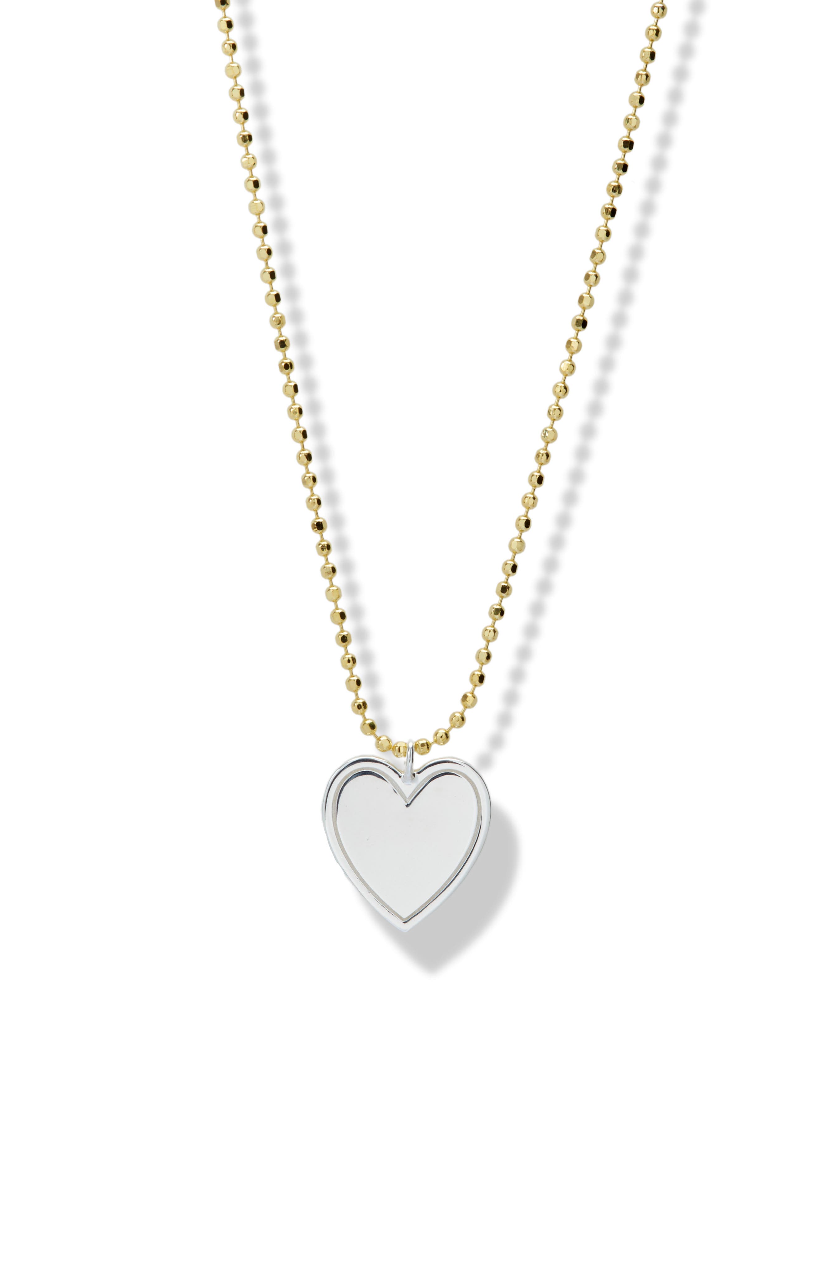 Argento Vivo Sterling Silver Two-Tone Heart Pendant Ball Chain Necklace ...