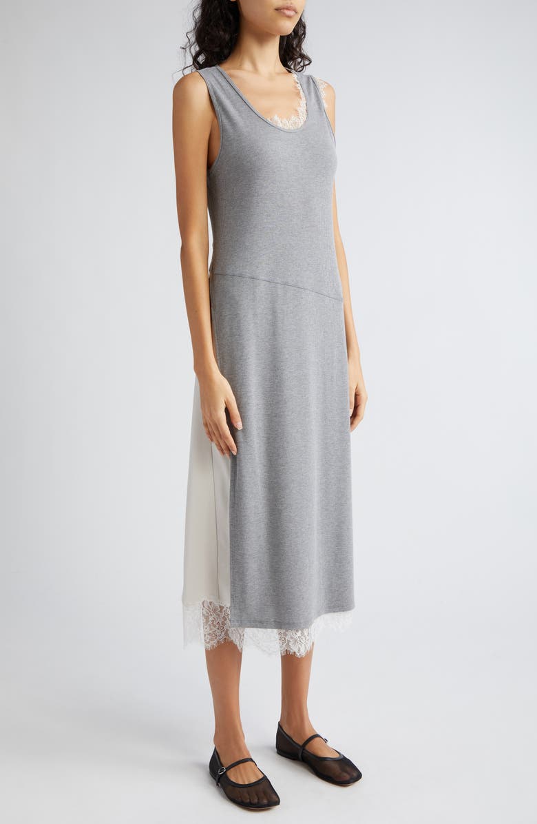 3.1 Phillip Lim Lace Trim Satin & Rib Midi Tank Dress | Nordstromrack