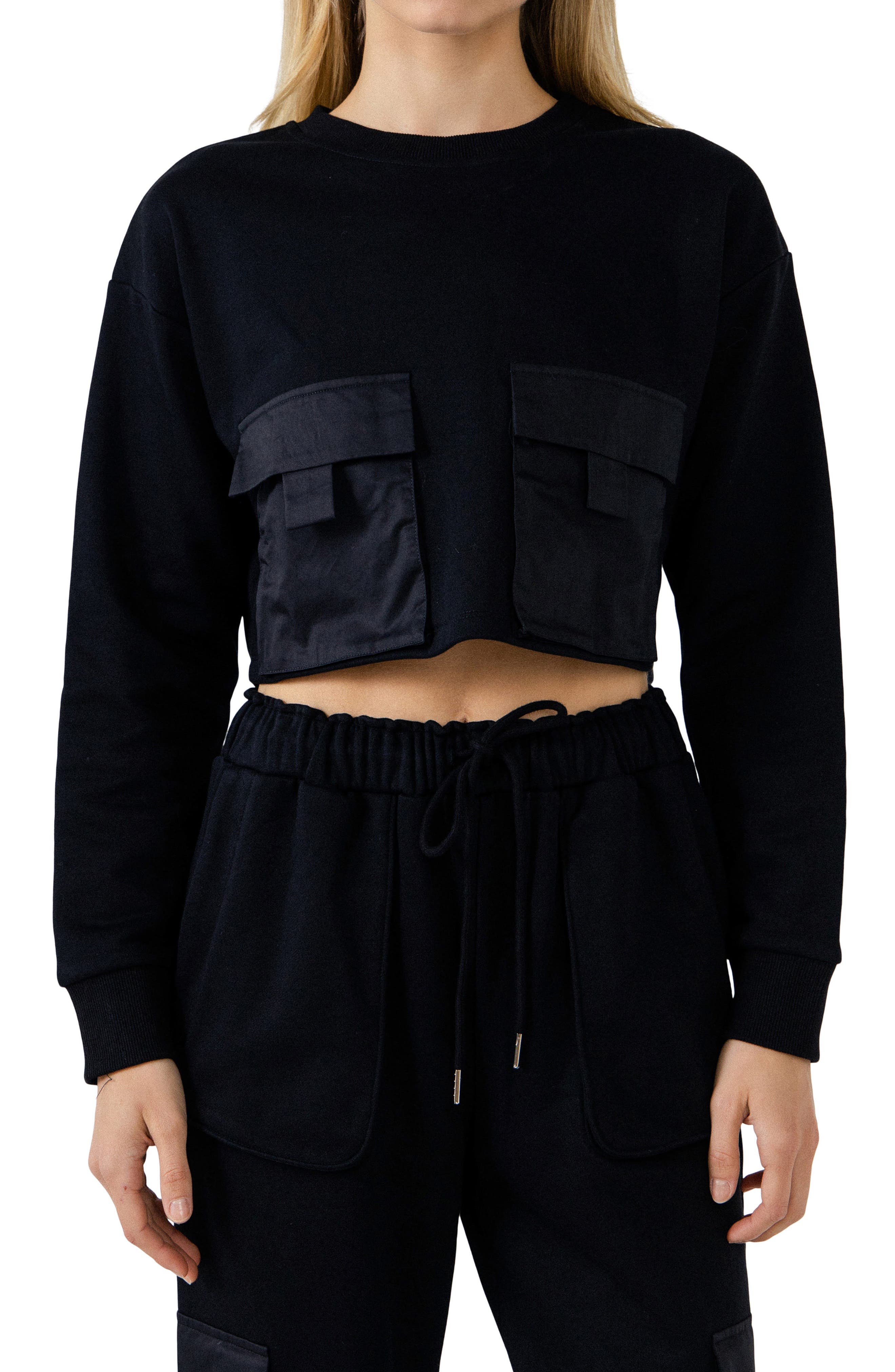 Grey Lab Crop Pocket Cotton Sweatshirt | Nordstrom