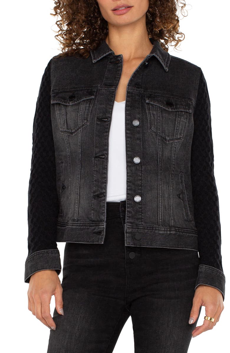 Liverpool Denim Jacket with Knit Sleeves | Nordstrom