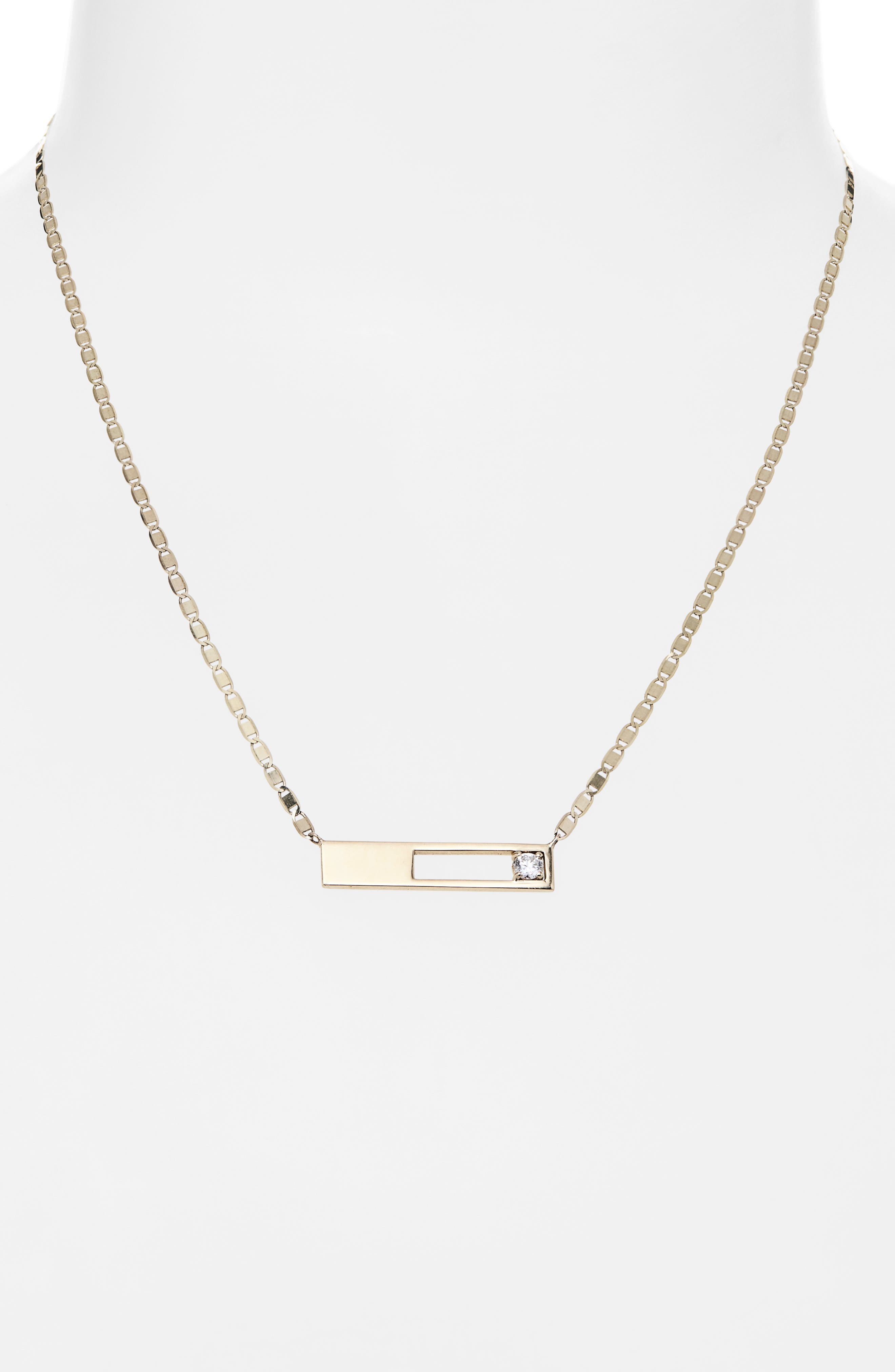 LANA 14K Yellow Gold Diamond Open Rectangle Pendant Necklace ...
