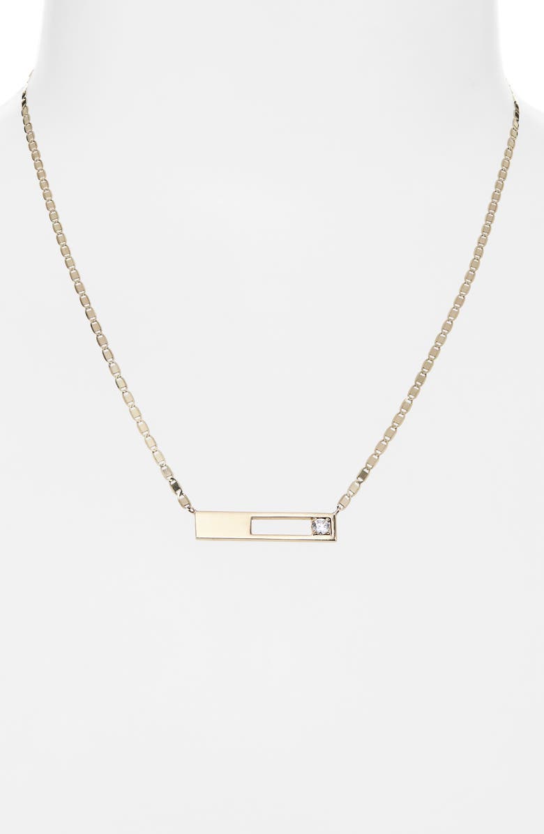 LANA 14K Yellow Gold Diamond Open Rectangle Pendant Necklace ...