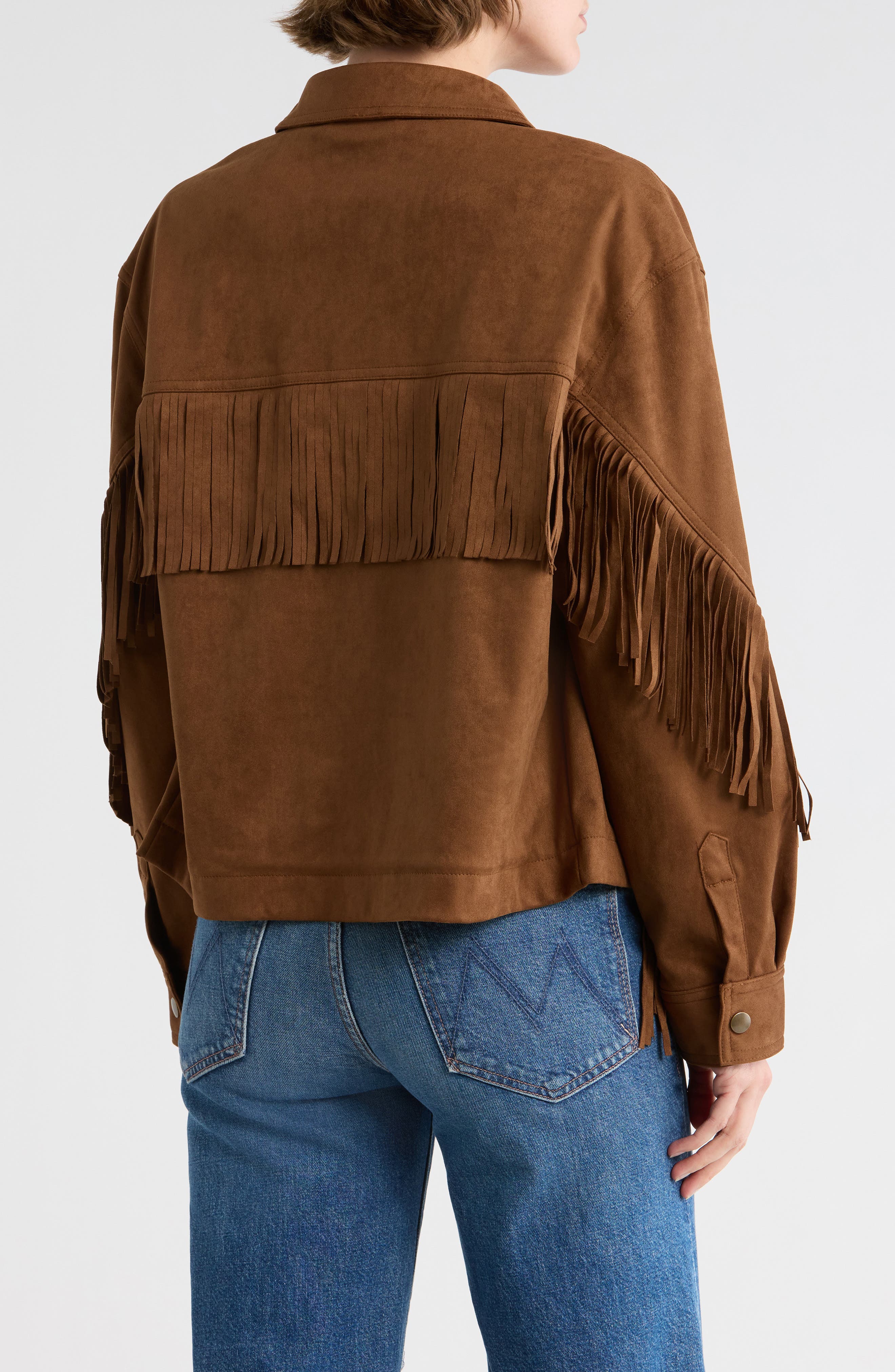 Melrose and Market Faux Suede Fringe Jacket | Nordstromrack