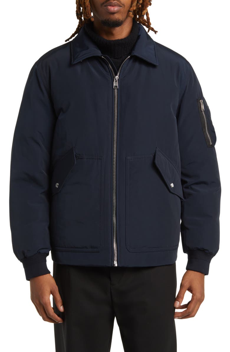 BOSS Calliano Faux Shearling Collar Water Repellent Jacket | Nordstromrack