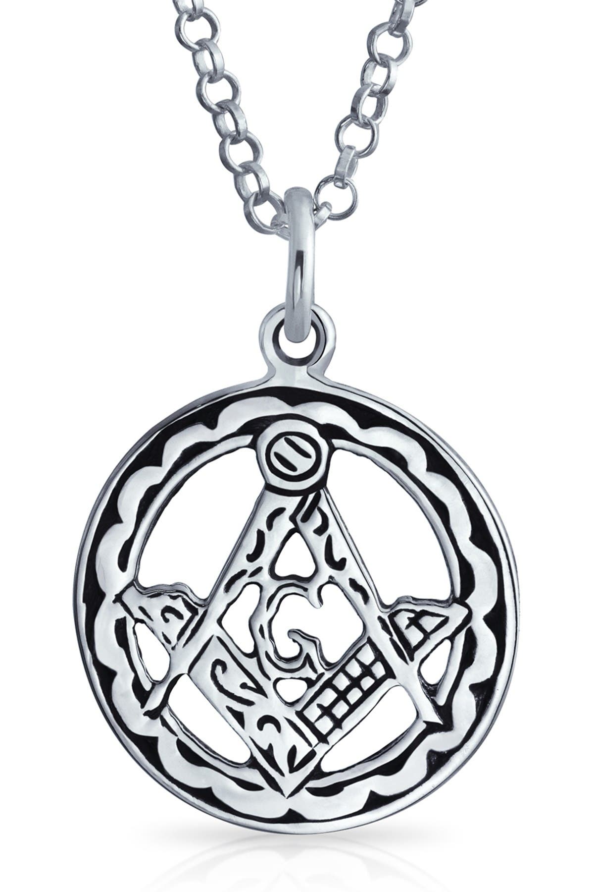 BLING JEWELRY Sterling Silver Freemason Compass Pendant Necklace ...