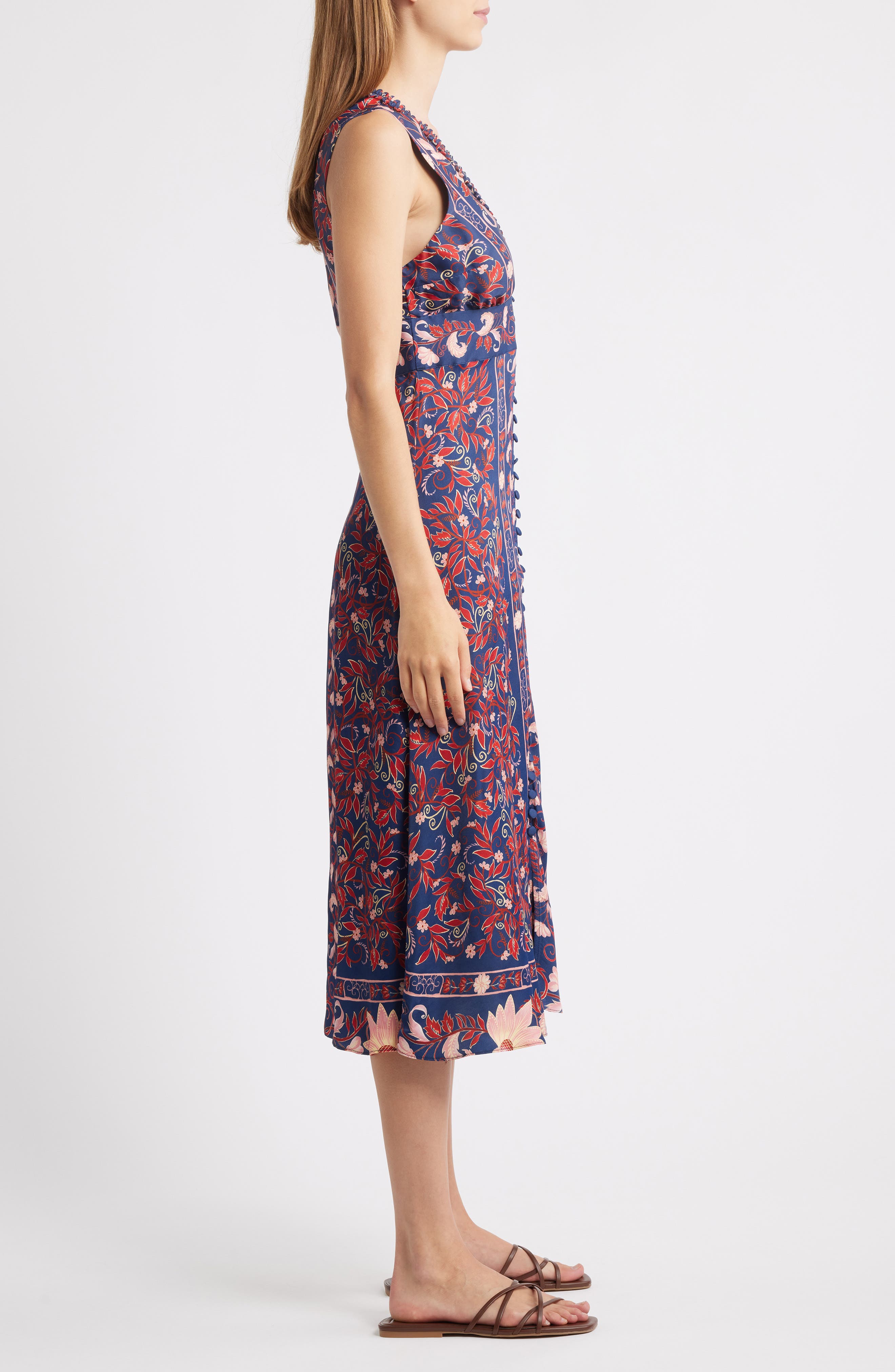 FARM Rio Boho Floral Scarf Print Sleeveless Midi Dress | Nordstrom