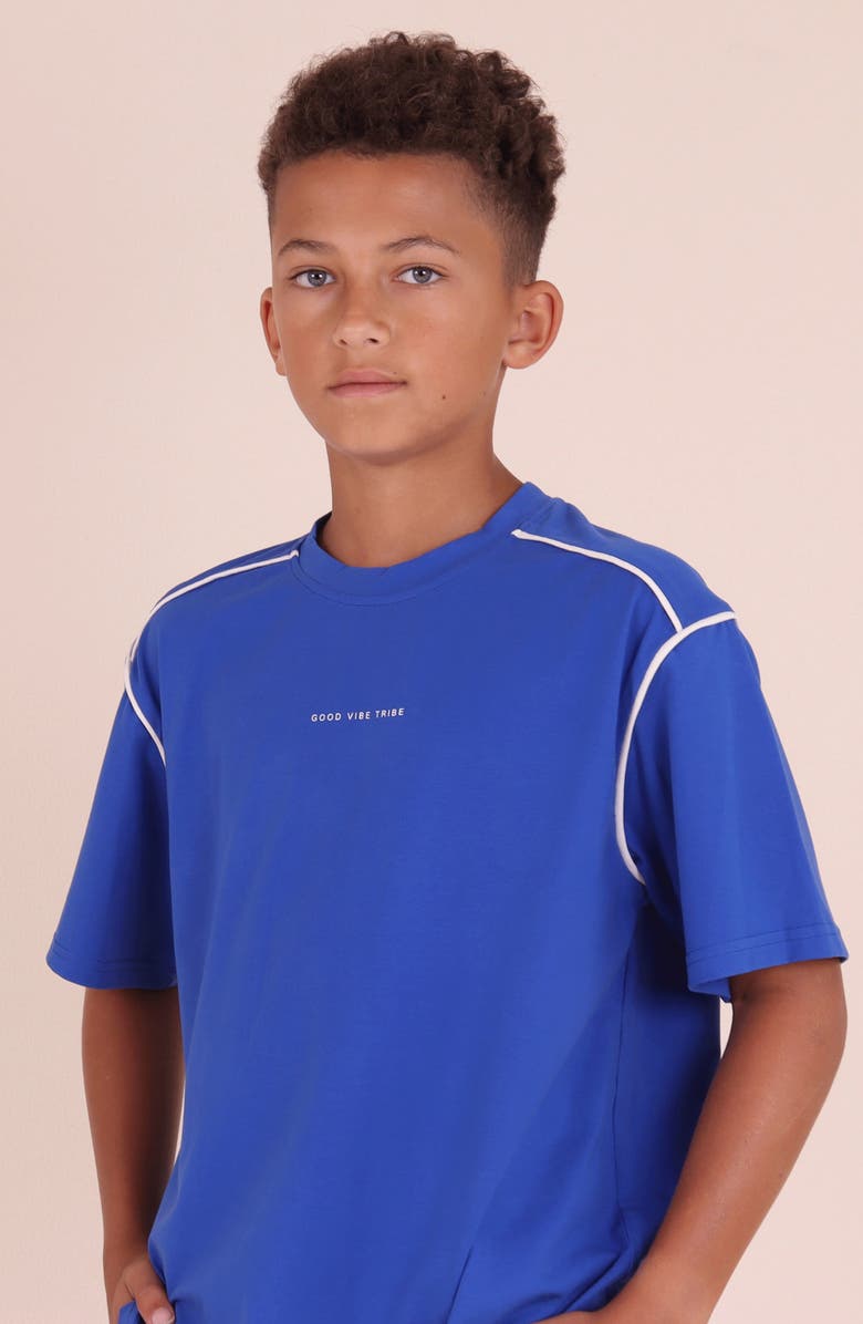 TINY TRIBE Kids' Good Vibe Piped Cotton T-Shirt | Nordstromrack