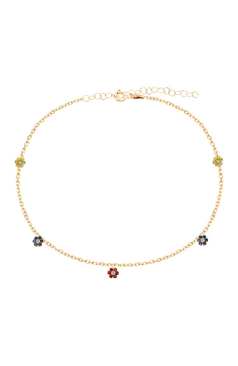 GABI RIELLE 14K Yellow Gold Vermeil Rainbow CZ Flower Anklet ...