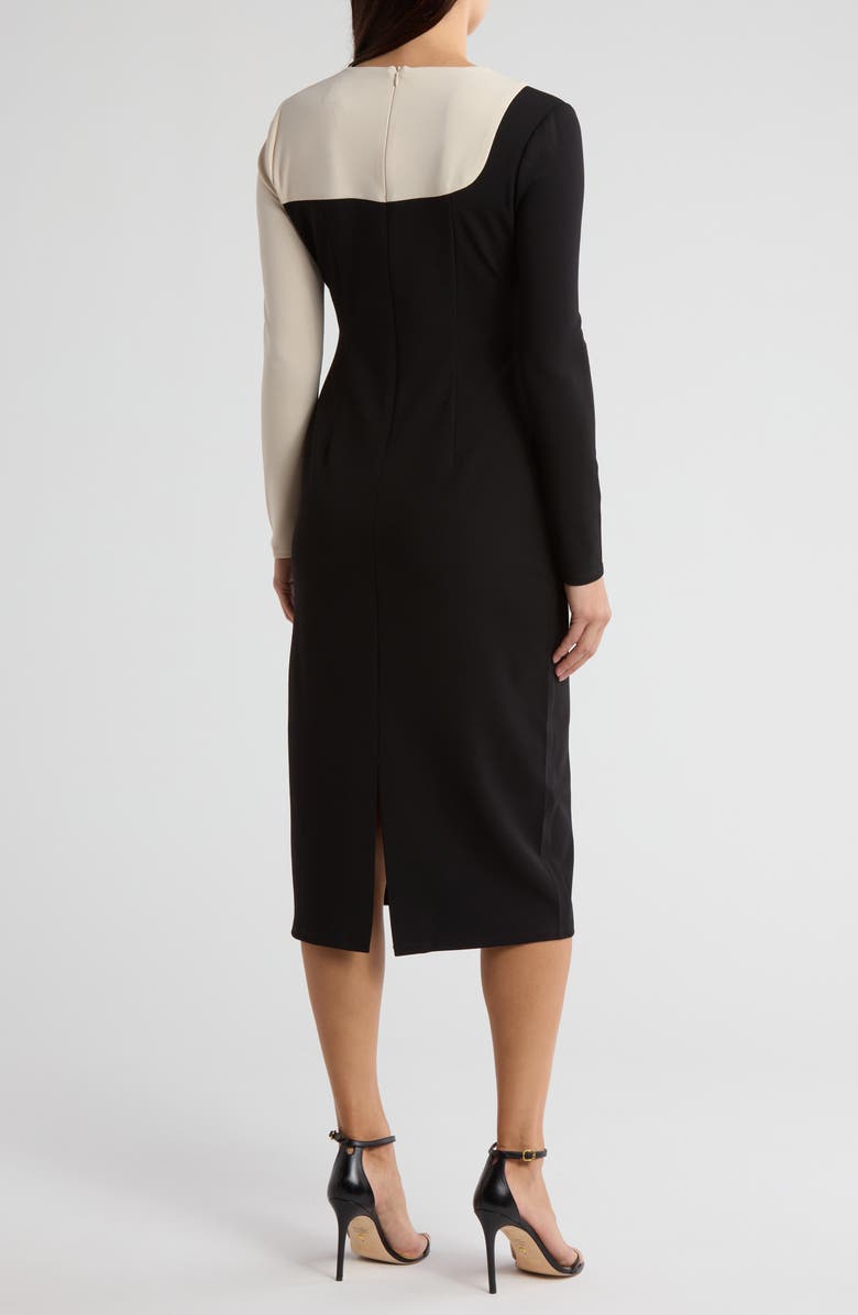 DONNA MORGAN FOR MAGGY Long Sleeve Colorblock Sheath Midi Dress ...