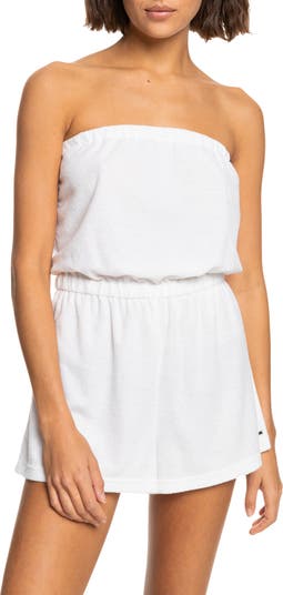 Roxy Special Feeling Strapless Terry Cloth Cover-Up Romper | Nordstrom