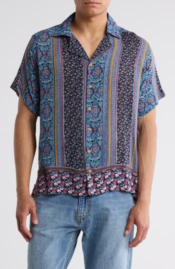 Raga Mix Print Short Sleeve Button-Up Shirt | Nordstromrack