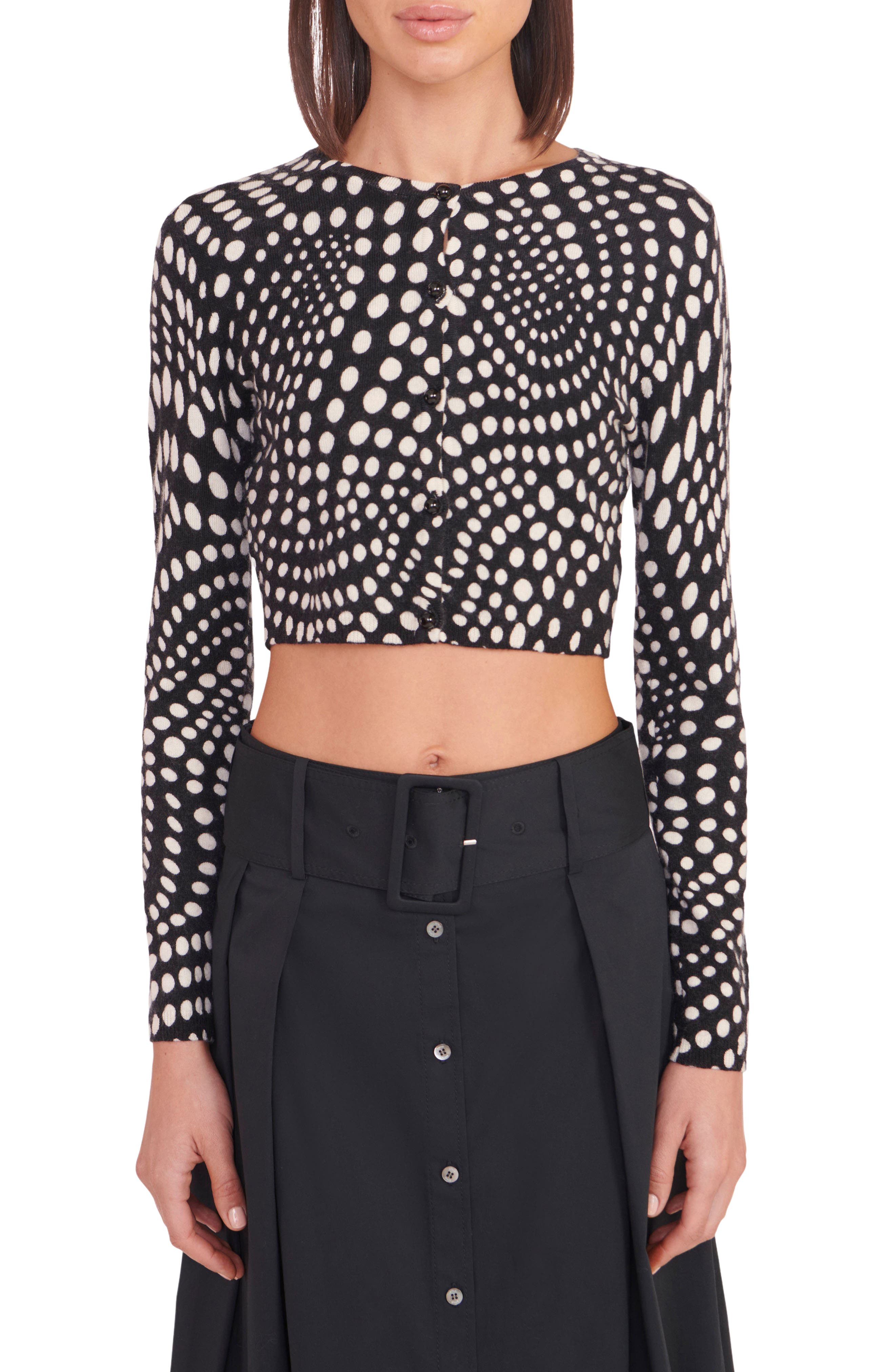STAUD Deanna Pattern Merino Wool Crop Cardigan | Nordstromrack